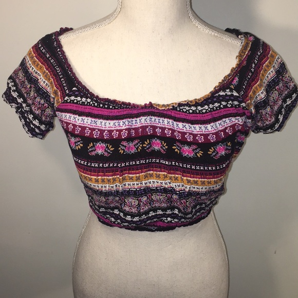 Tops | 32 Colorful Off Shoulder Crop Top | Poshmark
